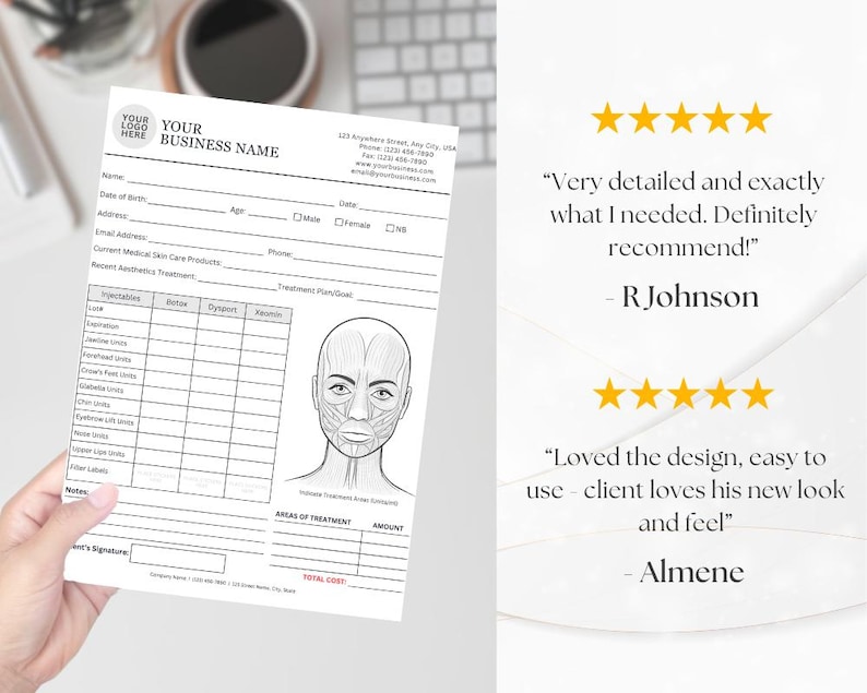 Botox Treatment Form Editable Template: Client Consent Record, Medspa ...