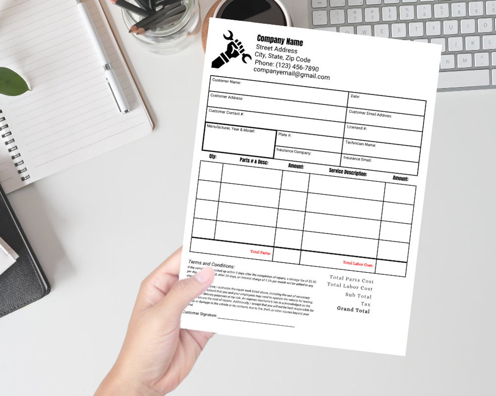 Automotive Service Invoice Template | Business Invoice | Instant ...