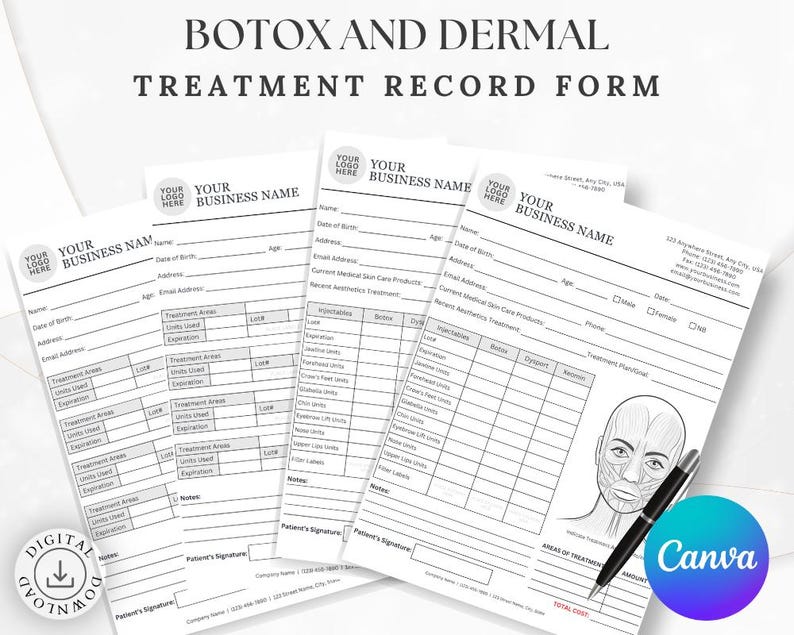 Botox Treatment Sheet, Editable Consent Form for Medspa, Aesthetic ...