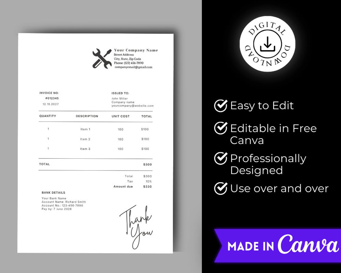 Automotive Service Invoice Template | Body Shop Contract | Body Shop ...