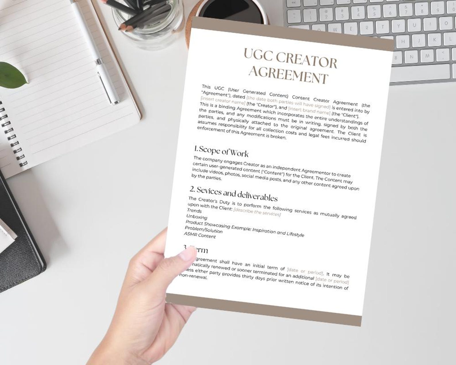 Influencer Agreement Editable Contract: UGC Creator Collaboration ...