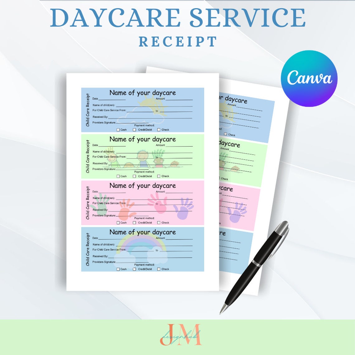Customizable Daycare Receipt Template | Editable Childcare Invoice ...