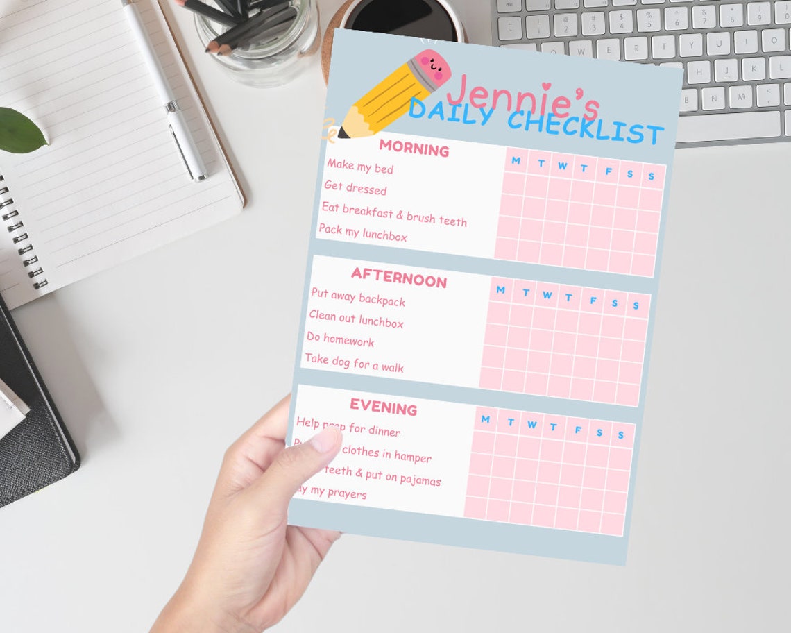 Kids Daily Routine Editable Kids Chore Chart Bundle Chore Chart ...