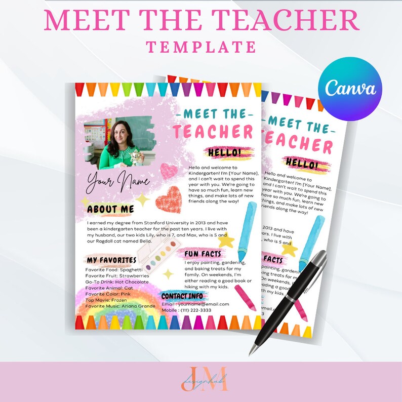 Meet the Teacher Newsletter Template Classroom Set, Groovy Design ...