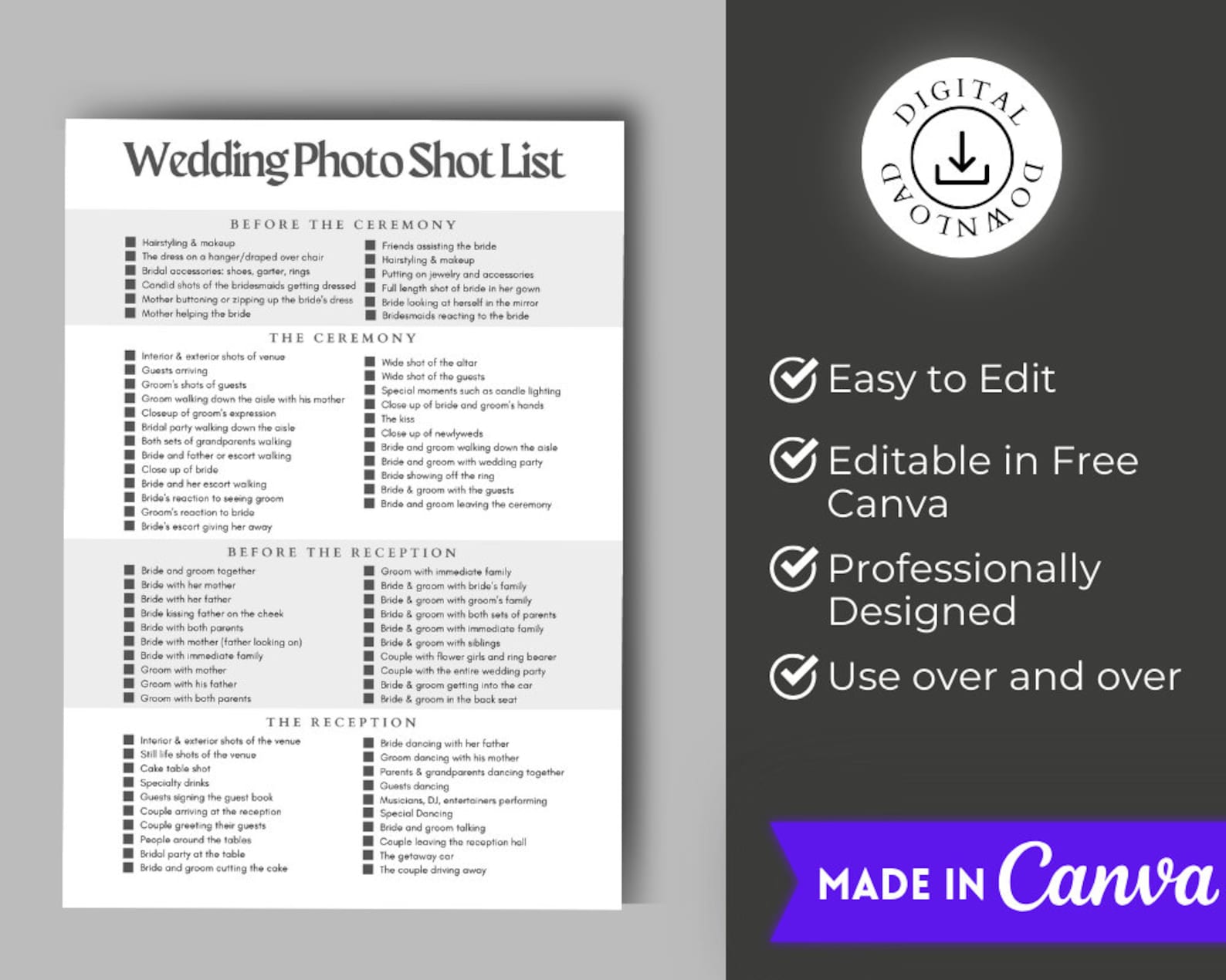 Wedding Photographer Shot List | Wedding Photography Shot List ...