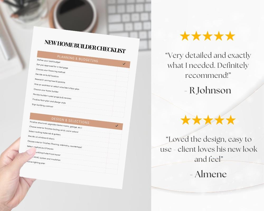 New Home Builder Checklist, Essential Home Construction Guide, Building Planner, Project ...