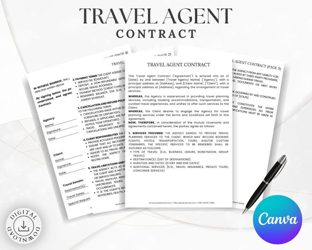 Travel Agent Contract Template | Independent Contractor & 1099 ...