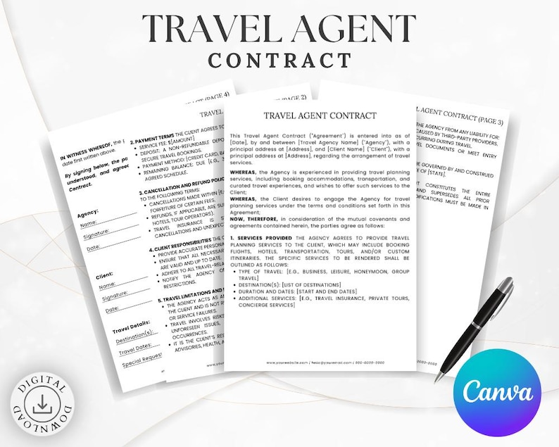 Travel Agent Contract Template | Independent Contractor & 1099 ...