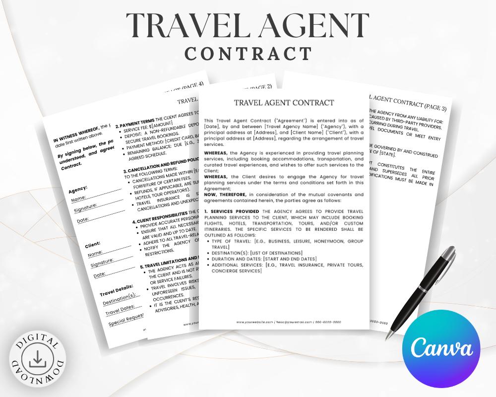 Travel Agent Contract Template | Independent Contractor & 1099 ...