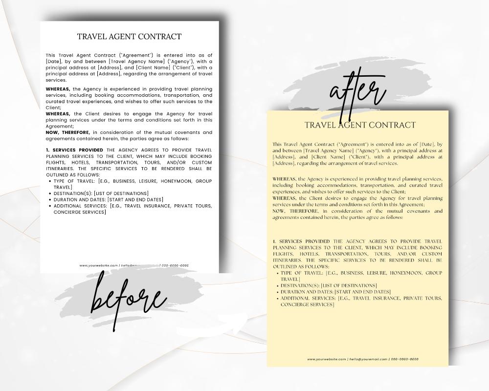 Travel Proposal Contract Template - Customizable Travel Agent Forms ...