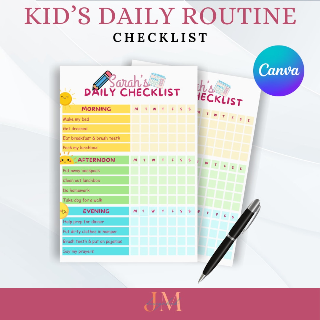 Kids Daily Routine | Daily Checklist | Visual Schedule | School Routine ...