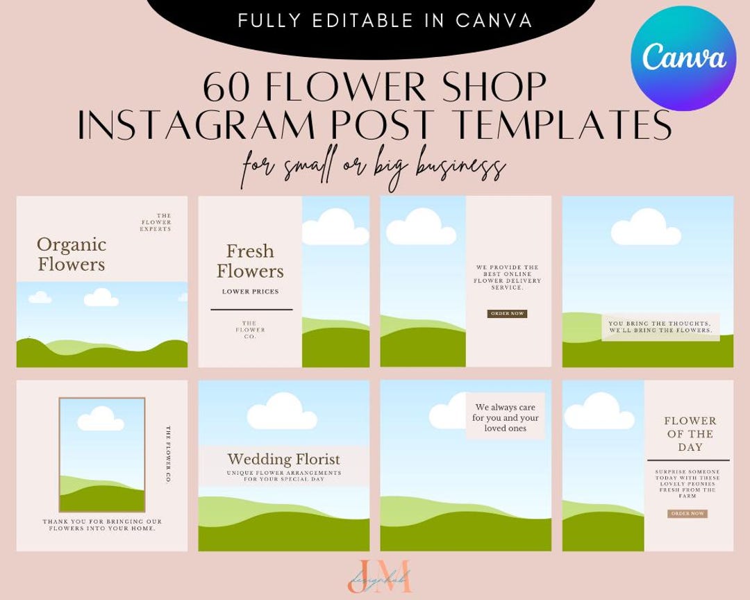 Flower Shop Instagram Templates - Editable Canva Social Media Designs ...