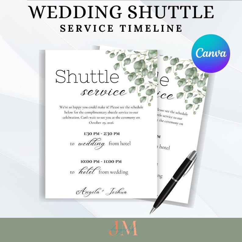 Wedding Shuttle Sign Template: Stylish Guest Direction Sign, Minimalist ...