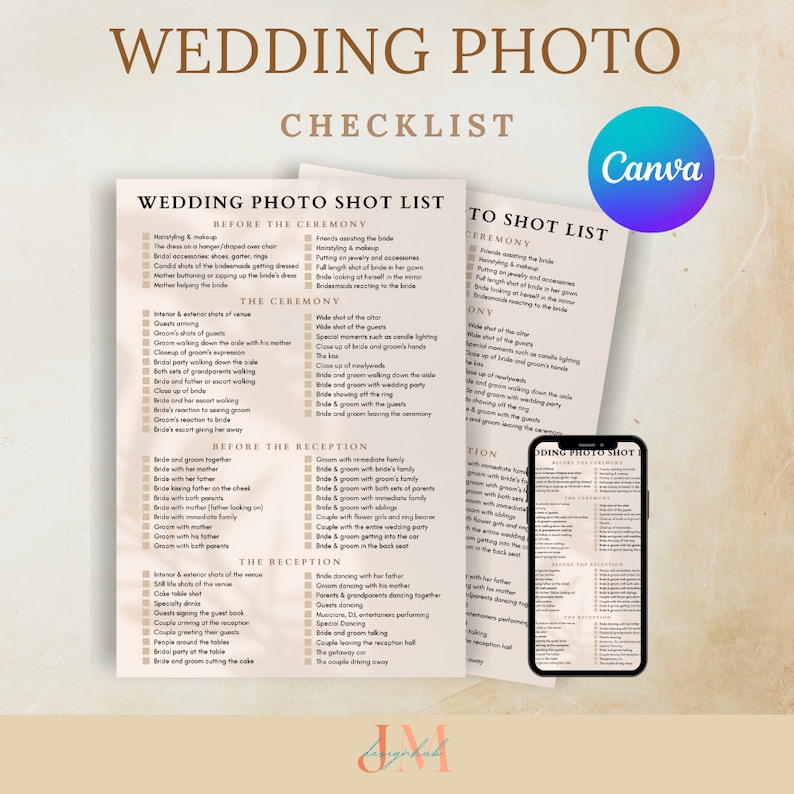 Printable Wedding Photo Checklist | Photographer Form | Editable ...