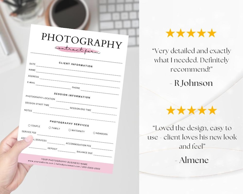 Photography Contract Template Bundle - Editable Client Agreement Forms ...