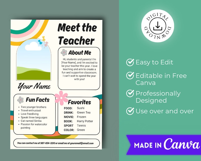 Editable Meet the Teacher Template Customizable Teacher Intro for ...