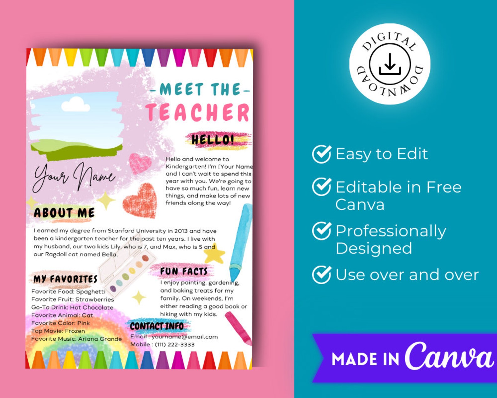 Meet the Teacher Newsletter Template Classroom Set, Groovy Design ...