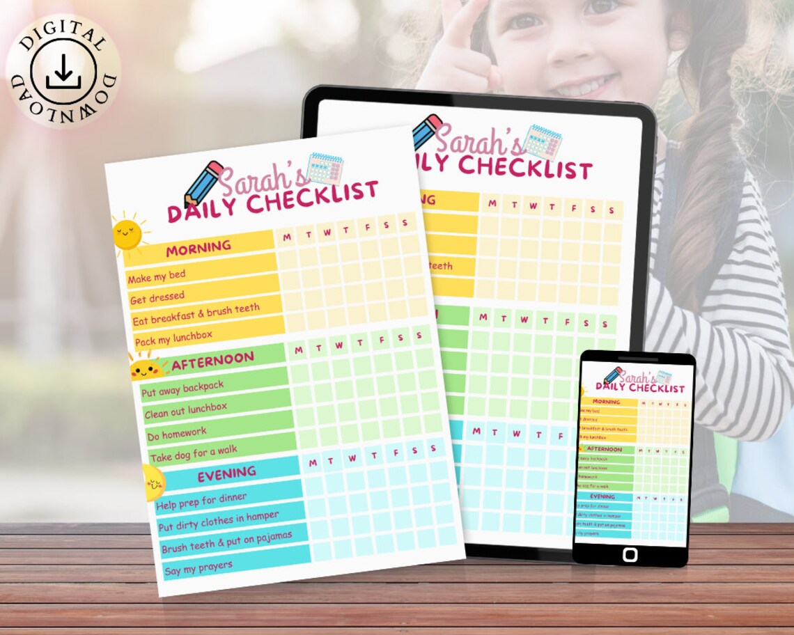 Kids Daily Routine Daily Checklist Visual Schedule School Routine ...