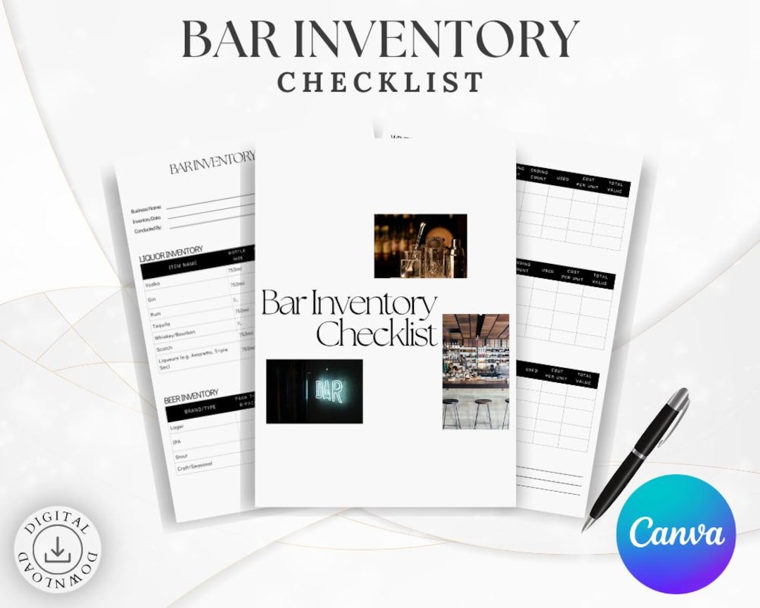 Bar Inventory Checklist, Printable PDF for Bartenders, Liquor Stock ...