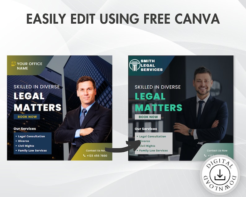Media Pack Attorney Social Media Templates - Custom Lawyer Instagram ...