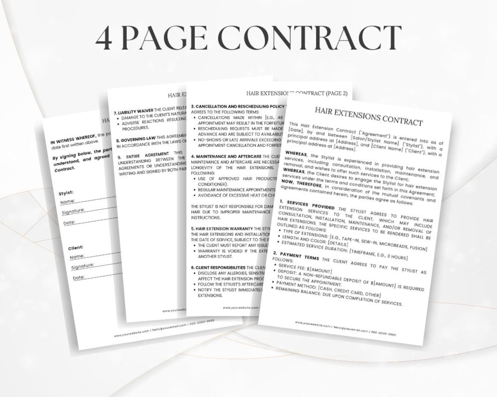 Hair Extension Contract Template - Editable Client Agreement ...