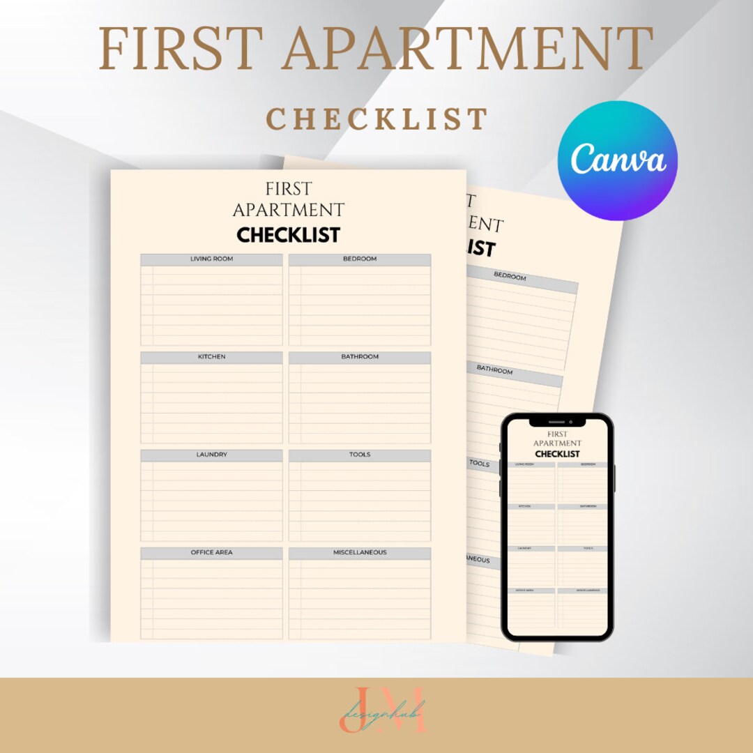 First Apartment Checklist Printable Instant Download Moving Checklist ...