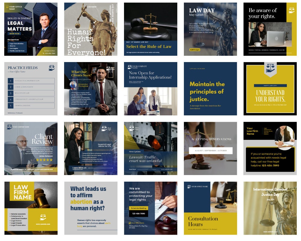 Law Firm Social Media Templates - Editable Canva Designs for Lawyers ...