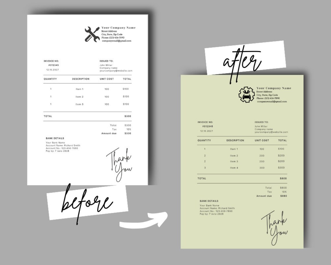 Automotive Service Invoice Template | Body Shop Contract | Body Shop ...