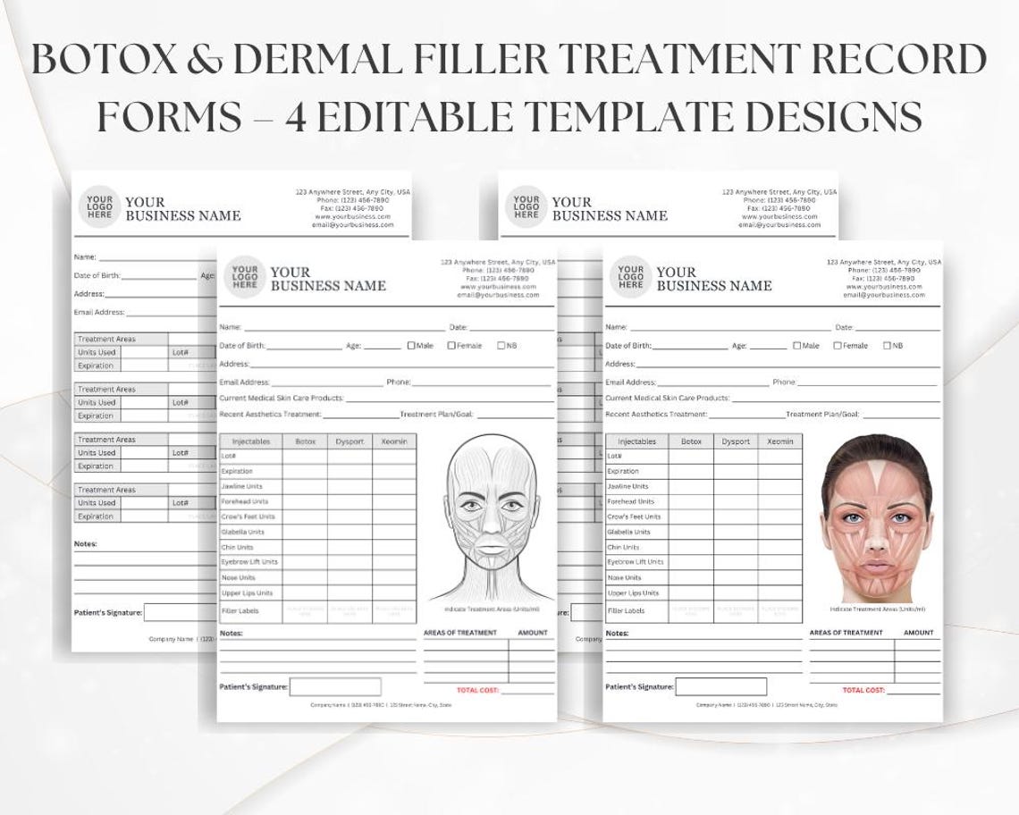Botox Treatment Form Editable Template: Client Consent Record, Medspa ...