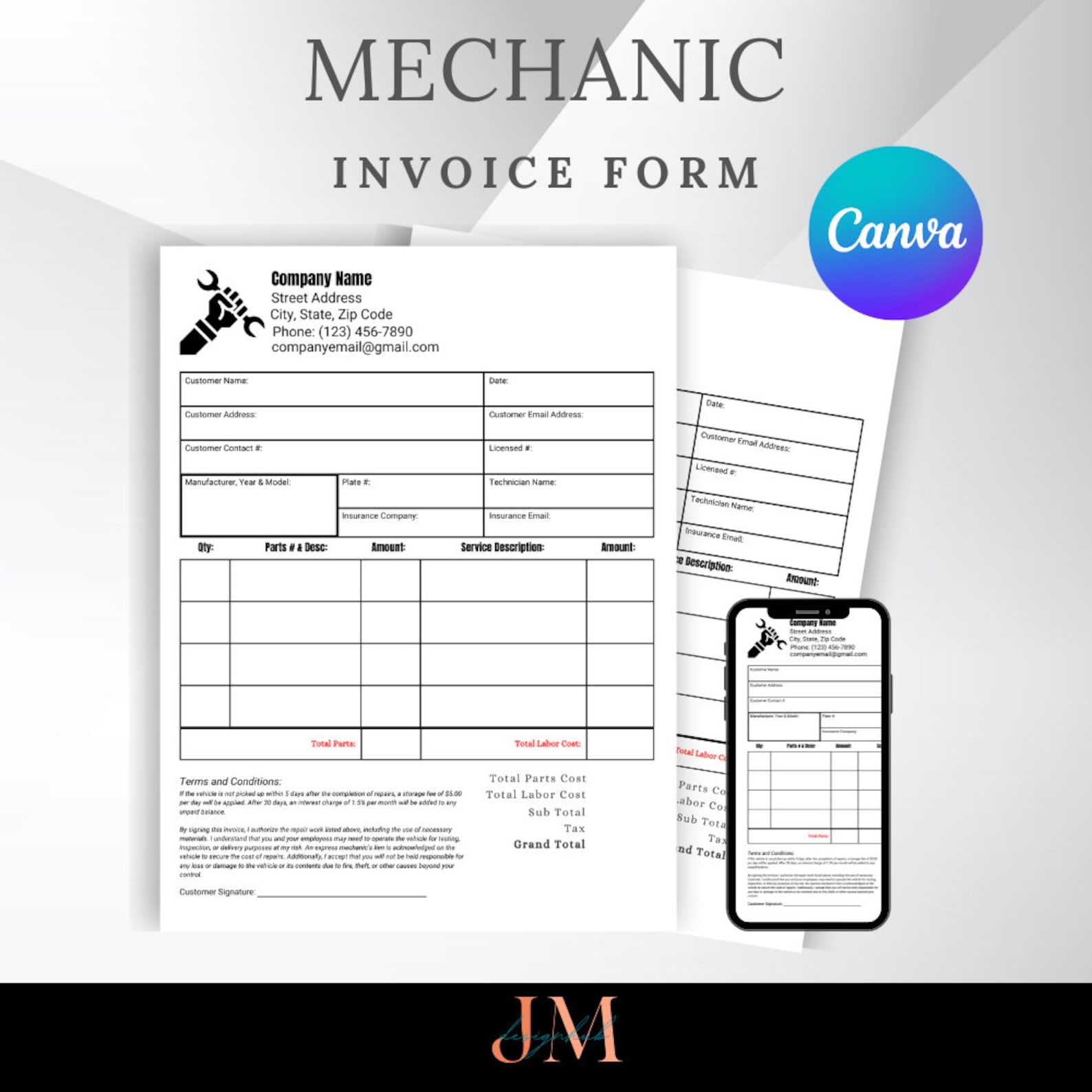 Automotive Service Invoice Template | Business Invoice | Instant ...
