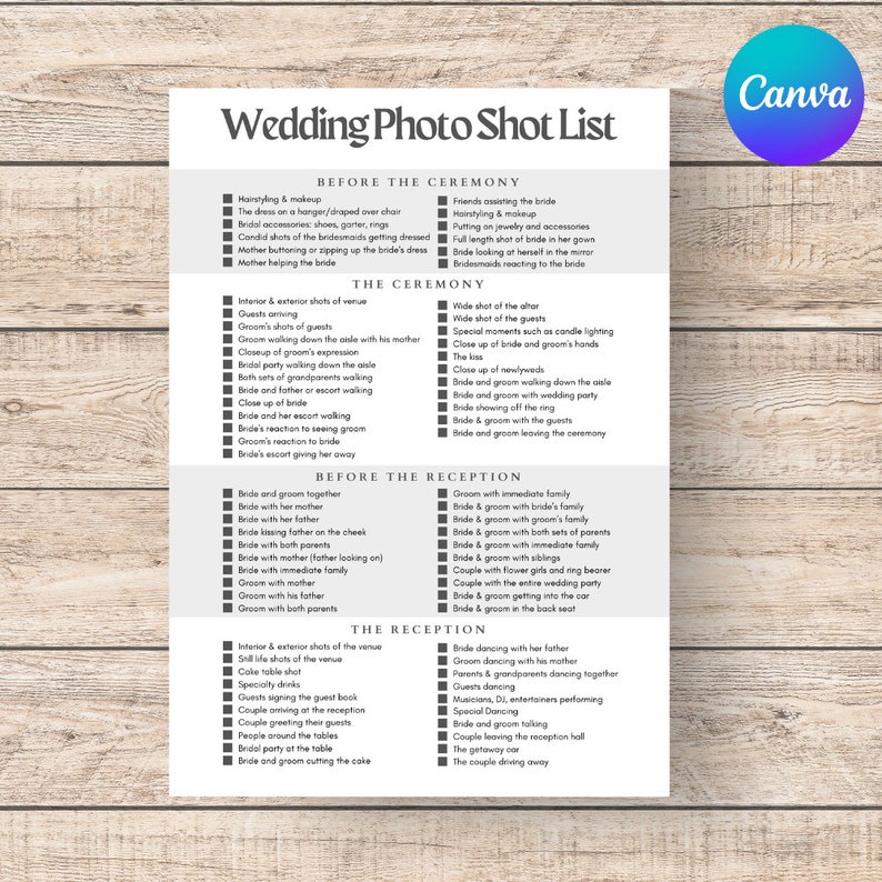 Wedding Photographer Shot List | Wedding Photography Shot List ...