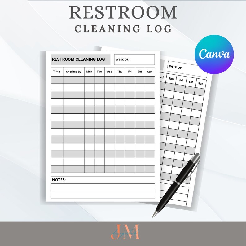 Restroom Checklist Restroom Cleaning Log Bathroom Home Decor Cleaning ...