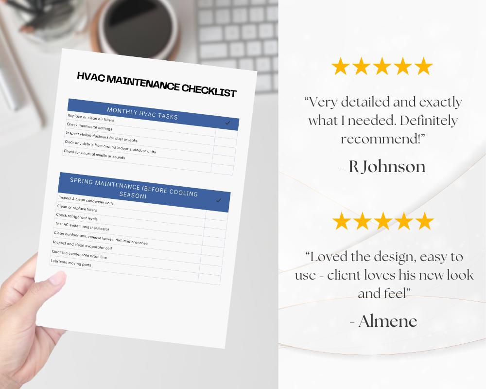 HVAC Maintenance Checklist Digital, Home Maintenance Checklist, Air ...