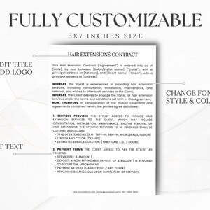 Hair Extension Contract Template - Editable Client Agreement ...