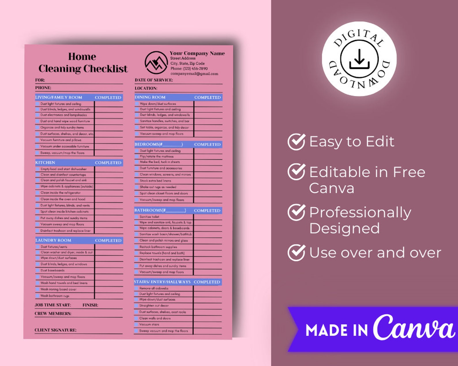 Cleaning Checklist | Flylady Planner | Printable Pdf | Cleaning ...