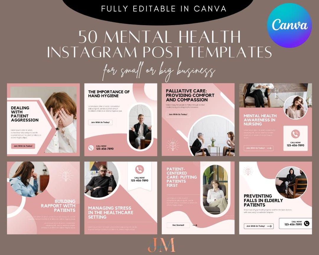 Mental Health Posts Instagram Templates, Therapist Canva Designs ...