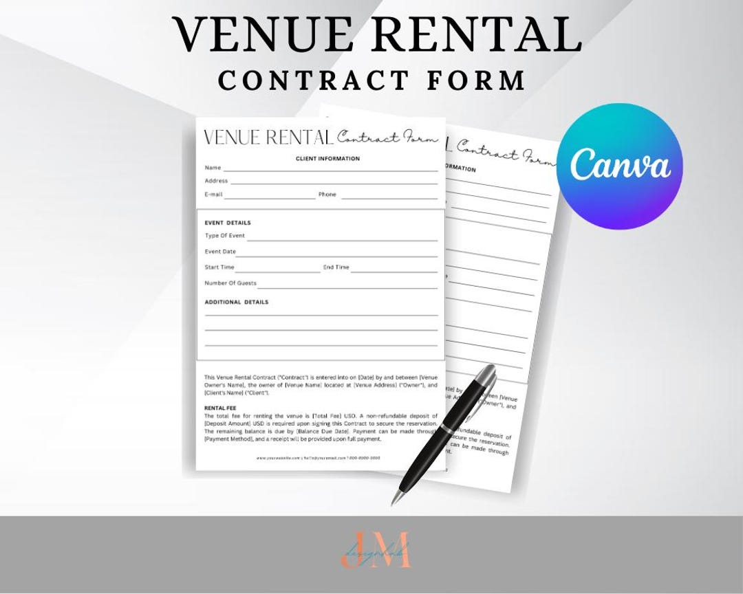 Rental Agreement Editable Contract - Venue Lease Template ...