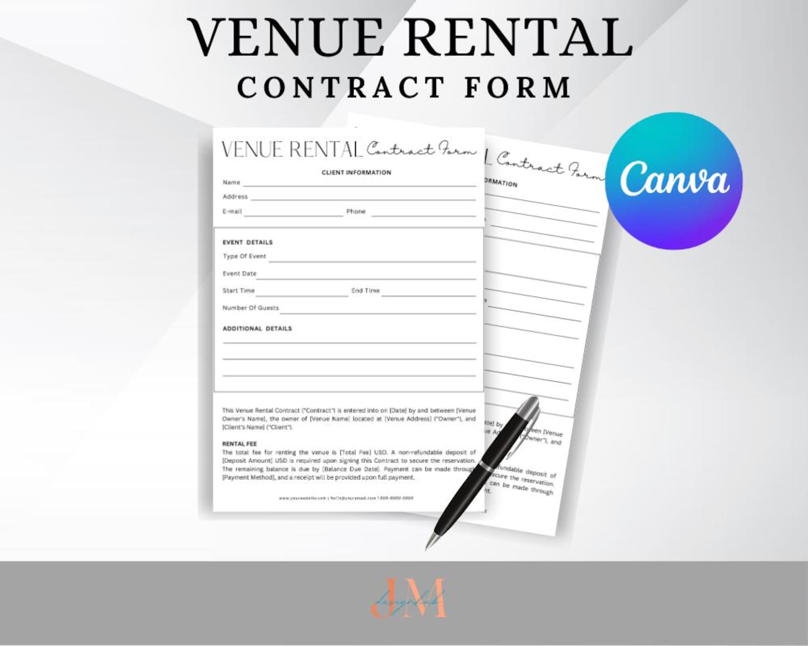 Venue Rental Agreement Template - Editable Event Space Contract ...