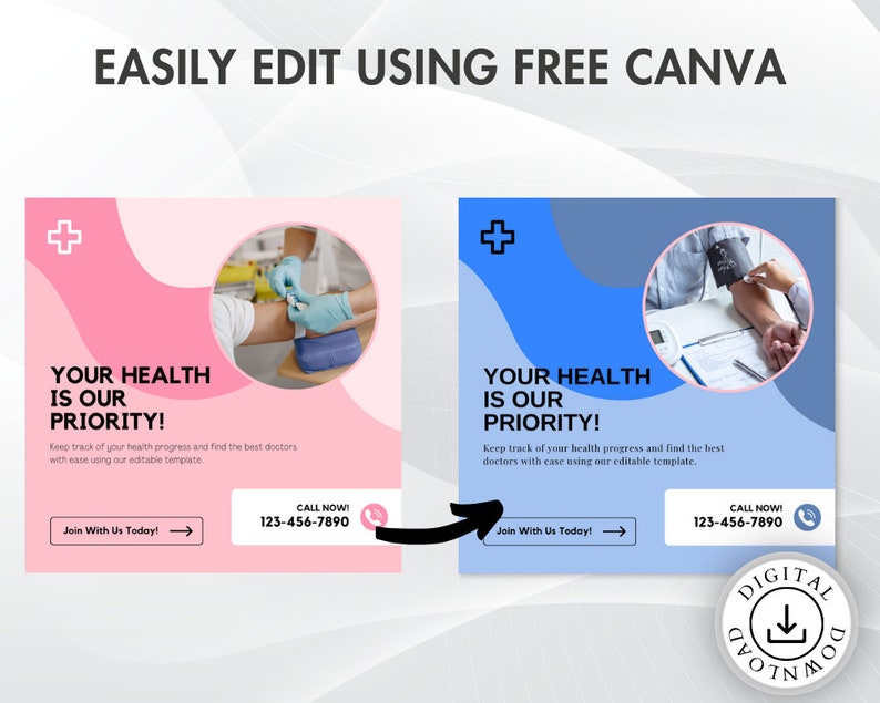 Healthcare Social Media Template | Canva Instagram Templates for ...