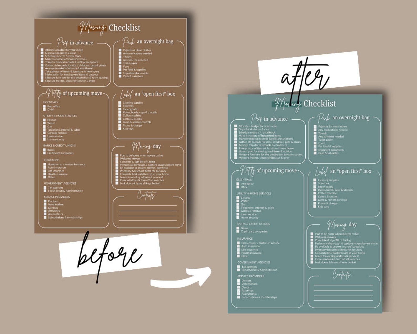 Moving Checklist | Printable Moving Planner, Real Estate Checklist ...
