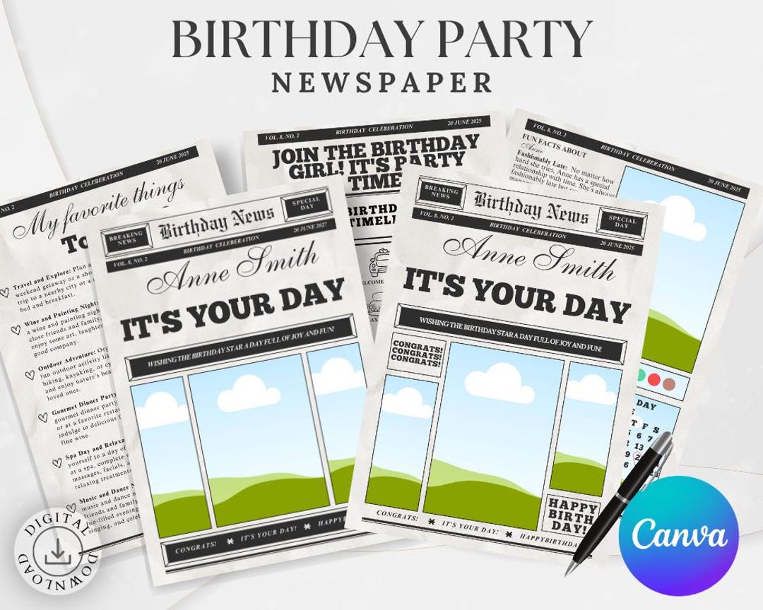 Birthday Newspaper Template, Editable Custom Newspaper for Birthday ...