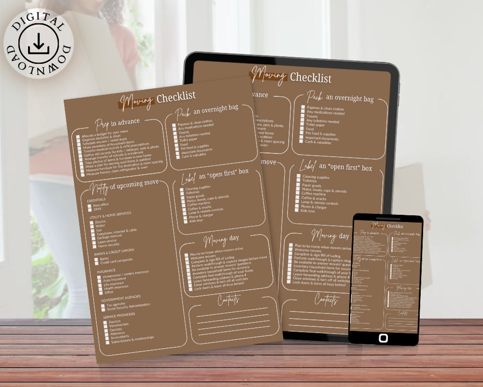 Moving Checklist | Printable Moving Planner, Real Estate Checklist ...