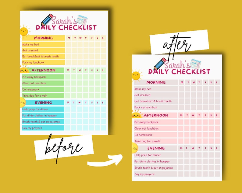 Kids Daily Routine Daily Checklist Visual Schedule School Routine ...