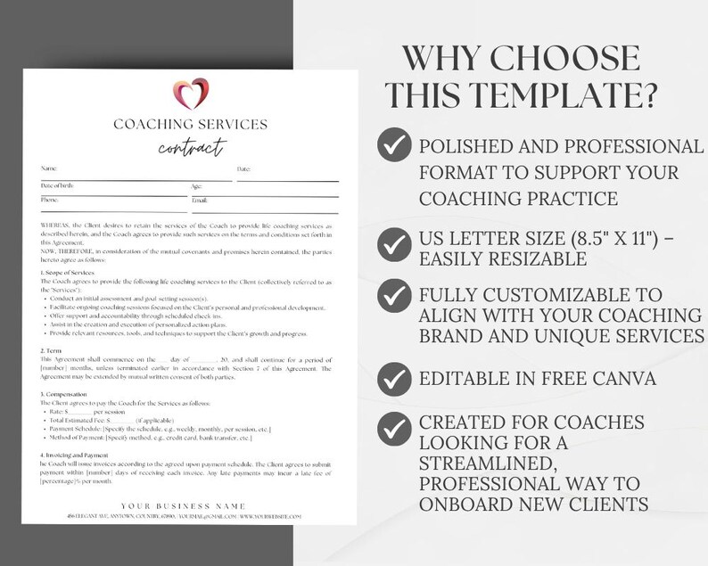 Contract Template Editable Client Agreement: Wedding Content Creator ...