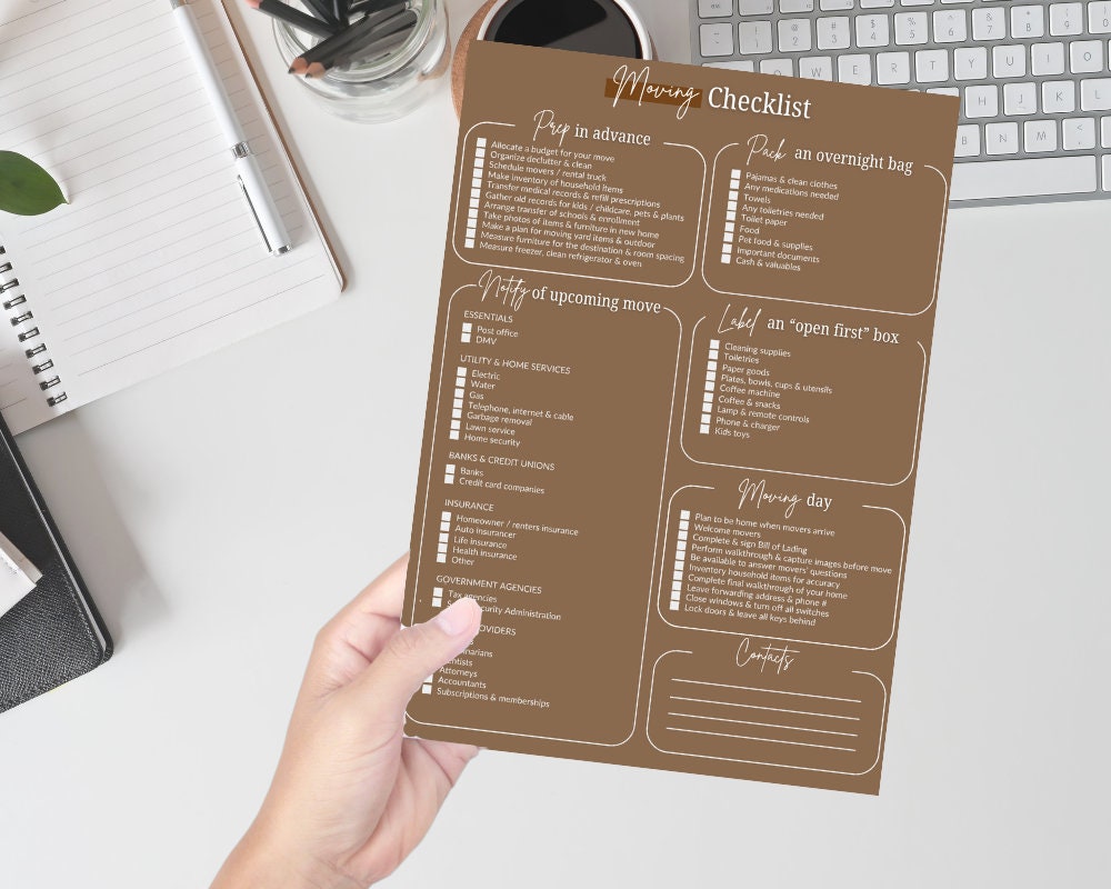 Moving Checklist | Printable Moving Planner, Real Estate Checklist ...