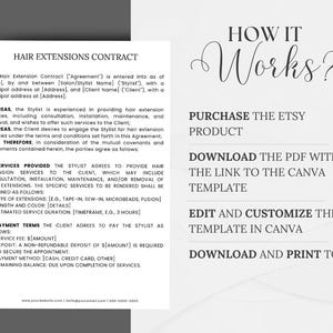 Hair Extension Contract Template - Editable Client Agreement - Consultation Form & Aftercare ...