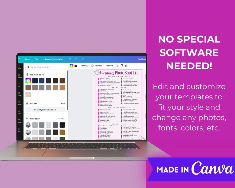 Printable Wedding Photo Checklist | Photographer Cheat Sheet | Wedding ...