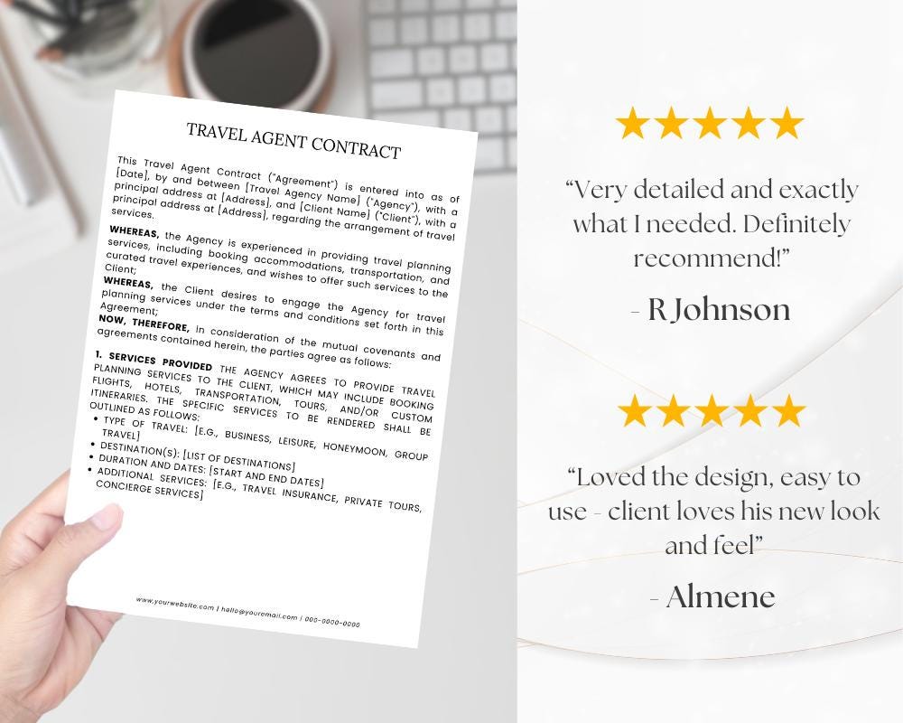 Travel Proposal Contract Template - Customizable Travel Agent Forms ...
