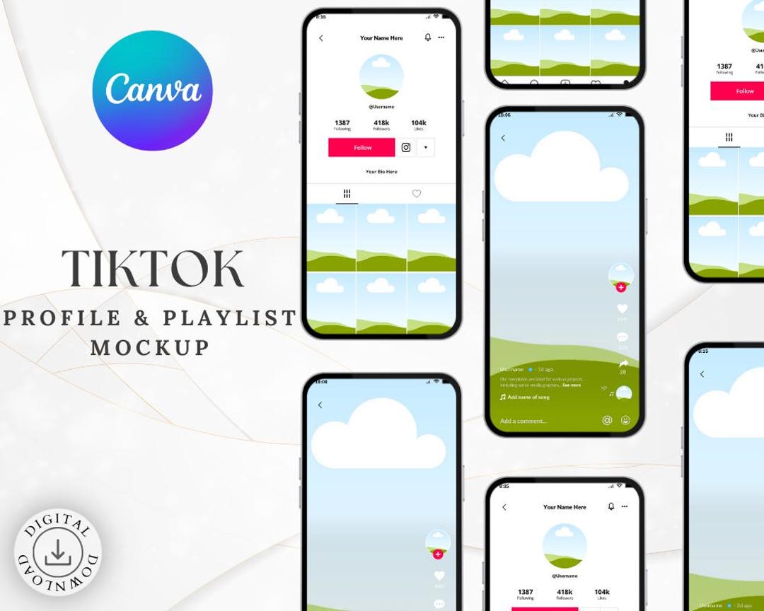 Tiktok Mockup Template Editable Canva Design For Social Media Posts