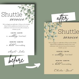 Wedding Shuttle Sign Template: Stylish Guest Direction Sign, Minimalist ...